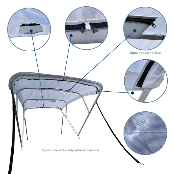 SolaquaShield 4 Bow Bimini Top Square Tube 120" - EliteShield